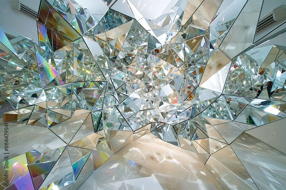 A maze of interconnected mirrors that create an endless hall of ...