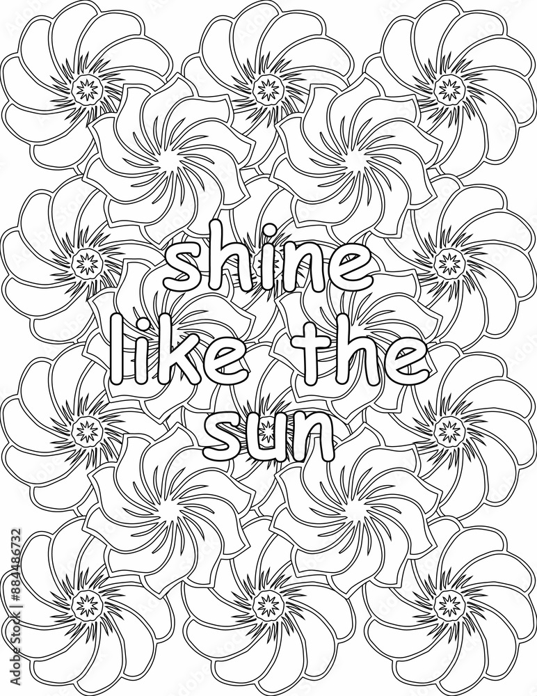 Printable floral coloring page for kids and adults with motivational ...