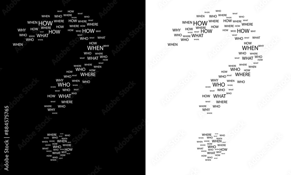 Large Question mark, Question words cloud vector concept, black and ...