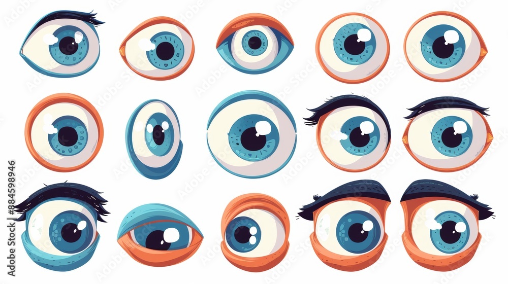 Cartoon toy eyes with safety wobbly design in flat vector style ...
