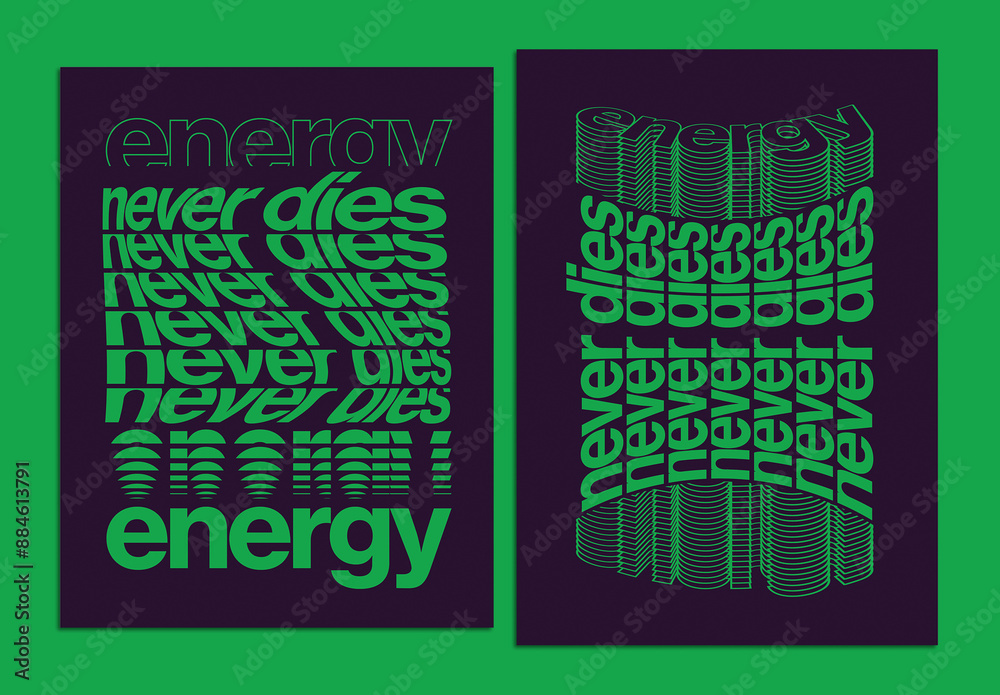 Set of Stacked Type Posters Layout Design Stock Template | Adobe Stock