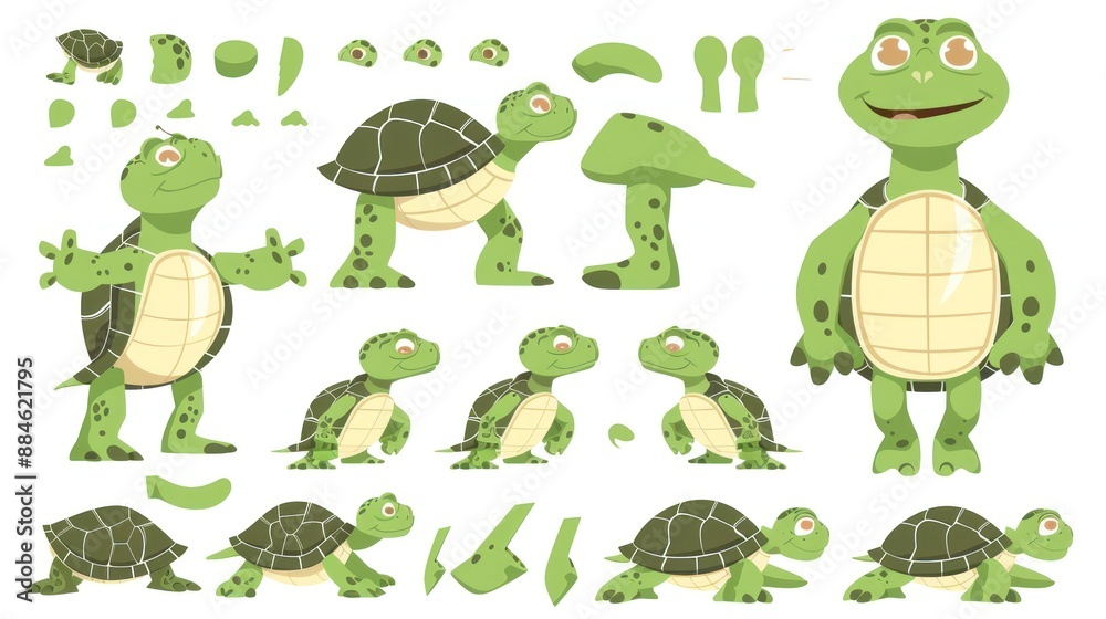 Cartoon Turtle Animation Sprite Sheet Stock Illustration | Adobe Stock