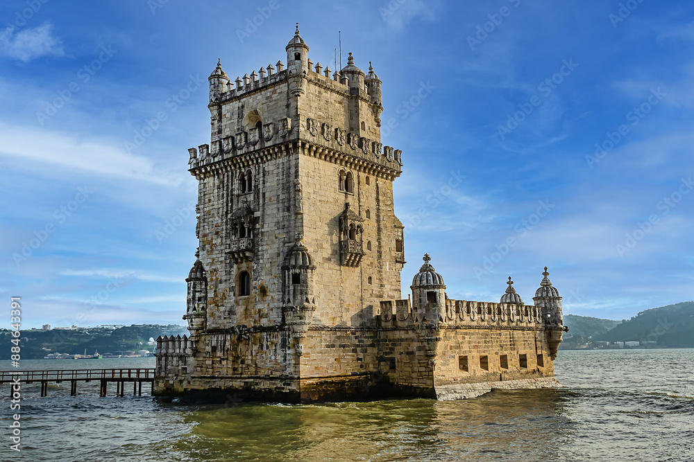 Belem Tower (Torre de Belem, 1519) - fortified tower located on Tagus ...