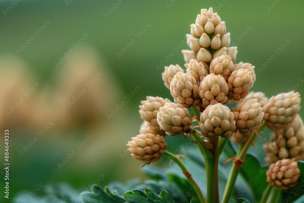 Close-Up Macro Photography of Tiny White Flower Buds on a Green Plant ...
