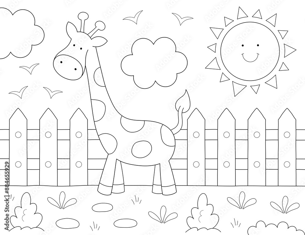simple zoo animal coloring page for kids. giraffe outline drawing ...