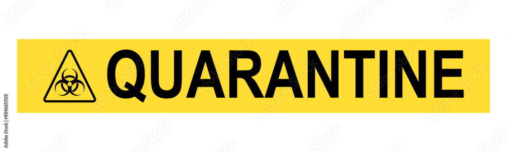 Yellow quarantine tape with biohazard symbol for cordoning off a ...
