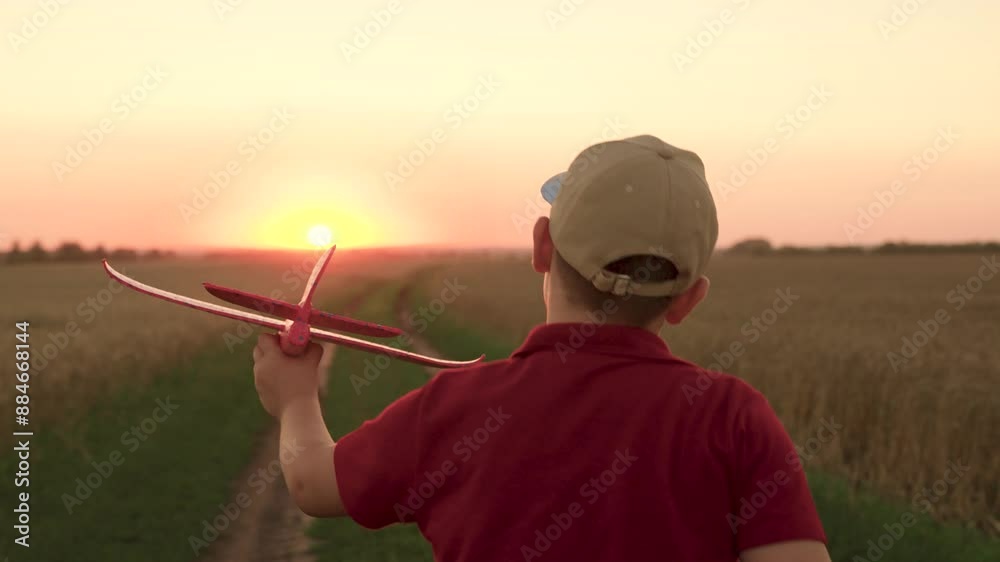 hands boy child kid airplane background setting sun. Child Kid runs ... hands boy child kid airplane background setting sun. Child Kid runs ...