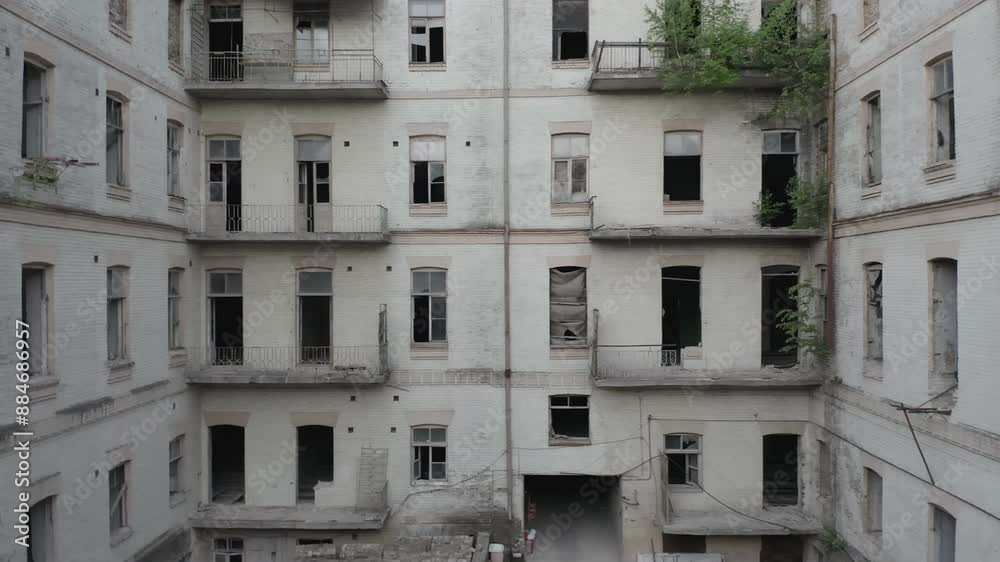 Haunting Drone Perspective: Abandoned 19th-Century Apartment Complex ...