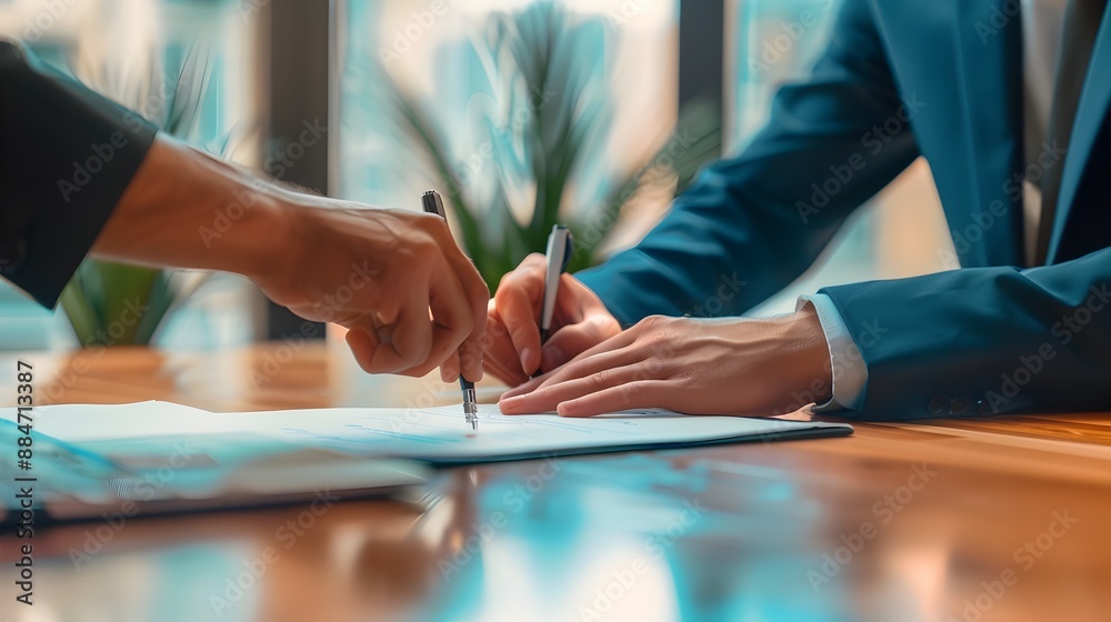 Commercial Partnership Signing in Professional Business Setting Stock ...