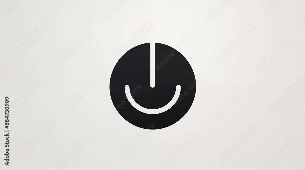 Black power button symbol in a circular design on gray background Stock ...