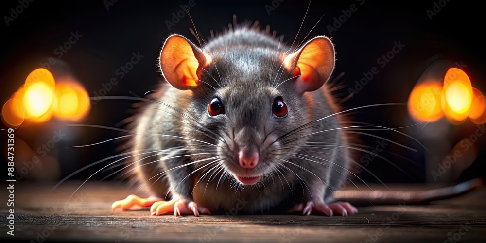 Spooky Halloween rat with glowing eyes and fangs, Halloween, rat ...