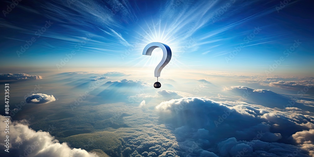 object of a question mark falling from 10,000 meters above ground ...