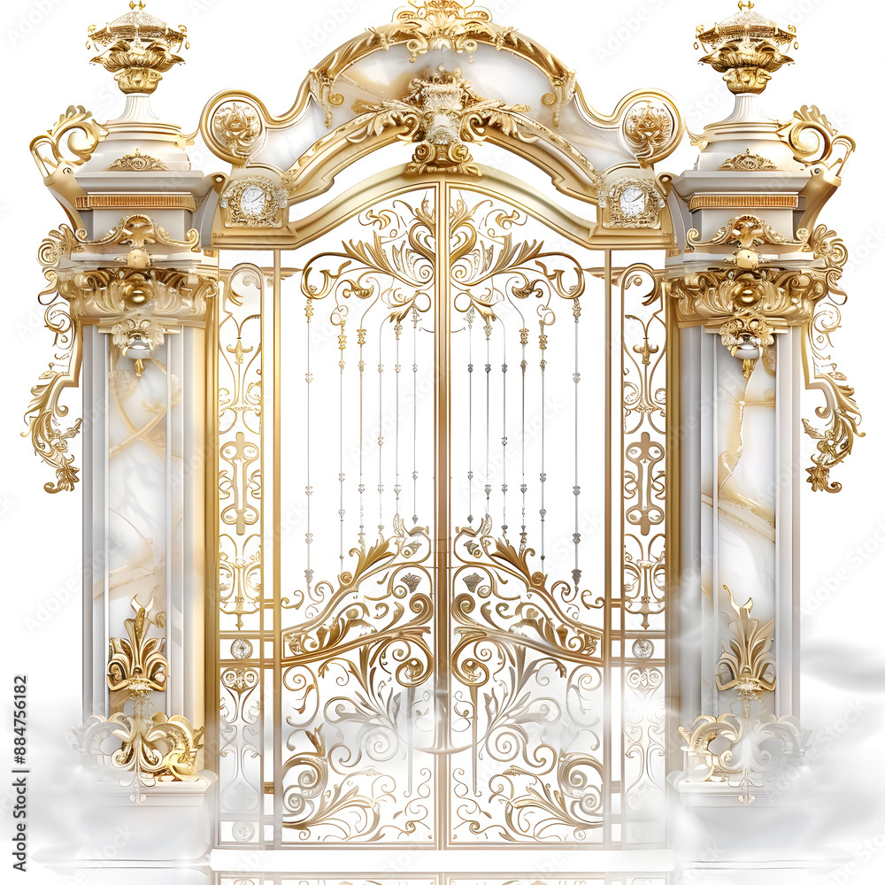 An isolated view of the Pearly Gates, symbolizing entrance to heaven ...