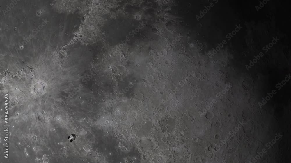 Rotating View of Moon Lunar Surface with Highly Detailed Impact Craters ...