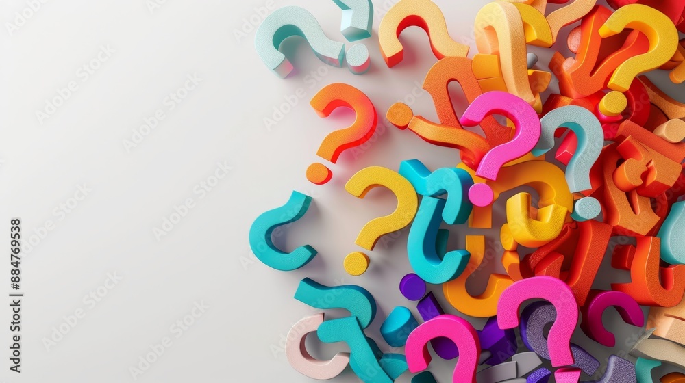 Colorful Overlapping Question Marks on White Background for Children's ...
