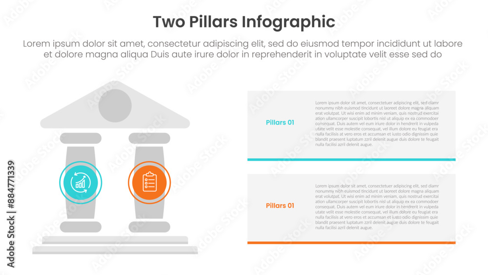 two pillars framework with ancient classic construction infographic ...
