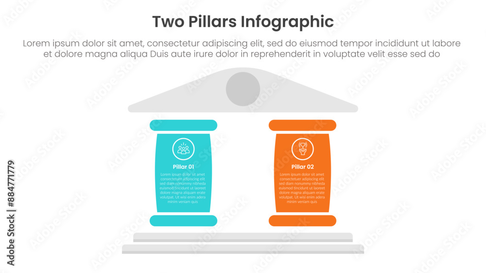 two pillars framework with ancient classic construction infographic ...