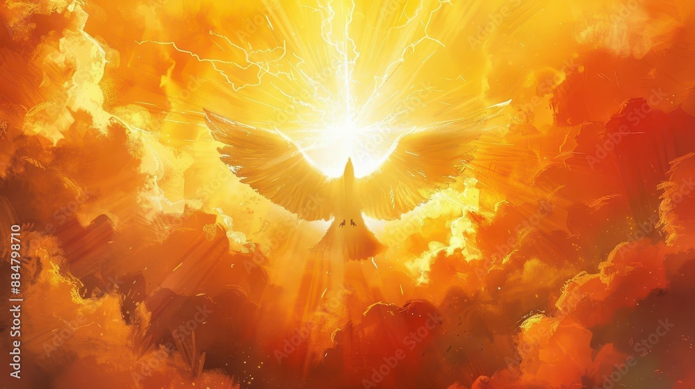 pentecost illustration holy spirit descending as dove amidst divine ...