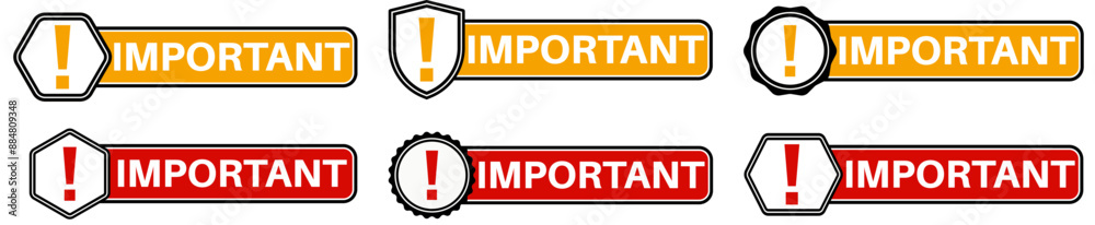 vector set important sign icon. notice information for attention labels ...