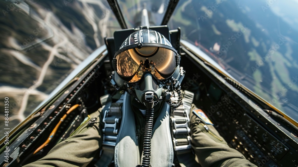 Pilot executing a complex flight maneuver during a training exercise ...