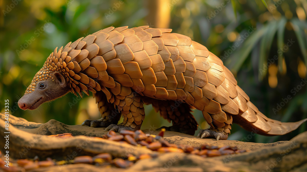 A scaly anteater found in and, known for its unique protective keratin ...