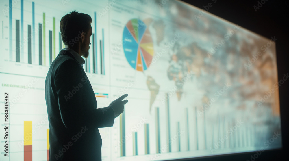 Presentation with Visual Business Person giving a presentation with the ...