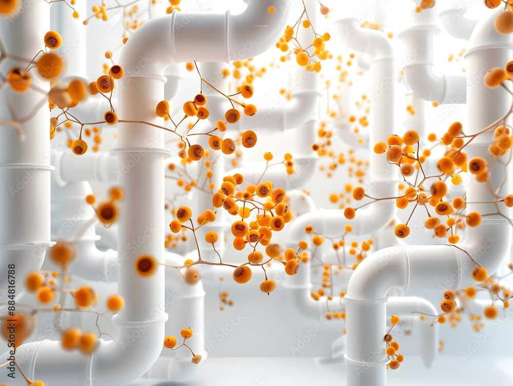 Plumbing Reimagined:Flowing CPVC Pipes Adorned with Clusters of Dried ...