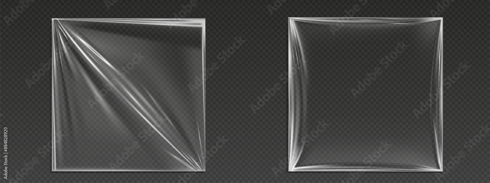 Square plastic film pieces set isolated on transparent background ...