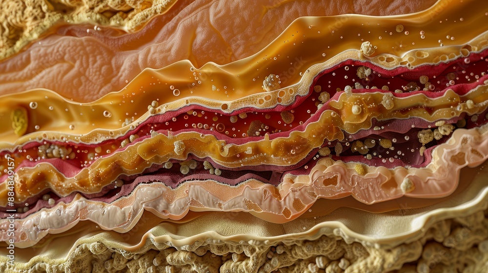 Detailed cross-section of a stomach affected by H.pylori-induced ...