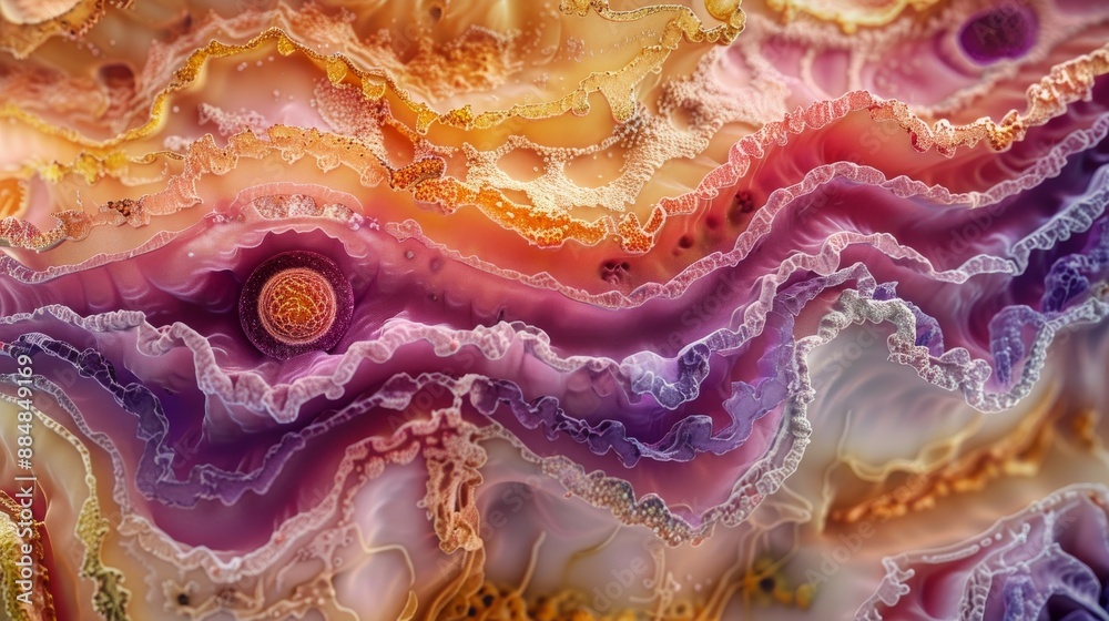 Detailed cross-section of a stomach affected by H.pylori-induced ...