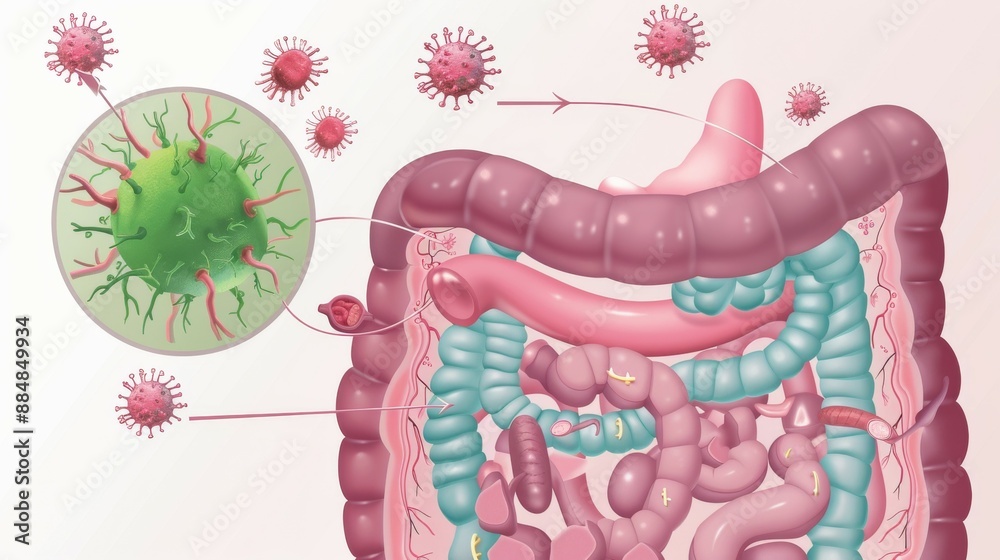 Graphic showing the impact of H.pylori infection on the digestive ...