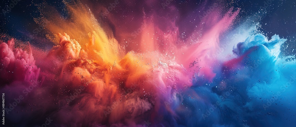 Vibrant Color Explosion with Powder in the Sky, To add a burst of color ...