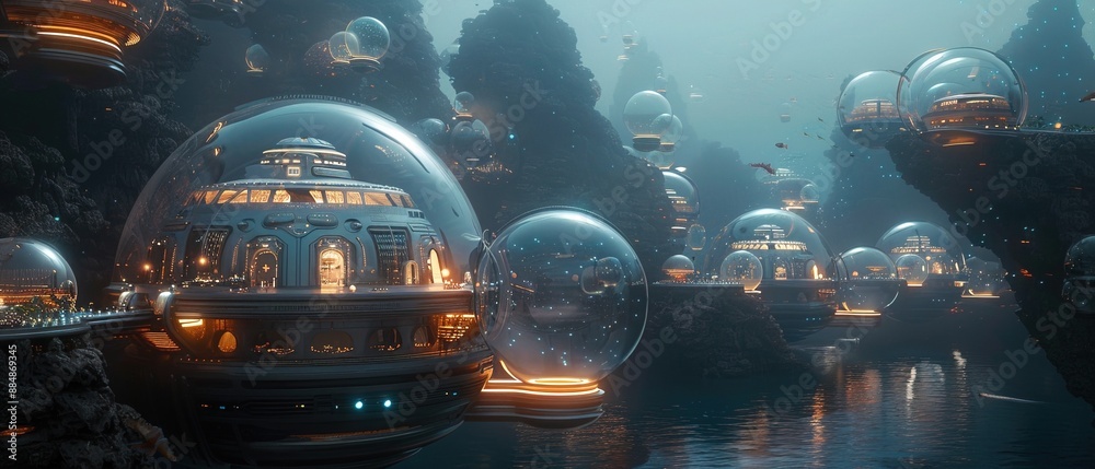 Capture a surreal underwater utopia with bioluminescent sea creatures ...