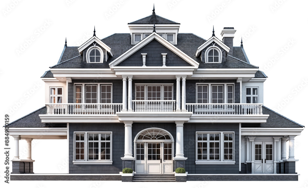 Grand Colonial Style Mansion with Symmetrical Design and Elegant ...