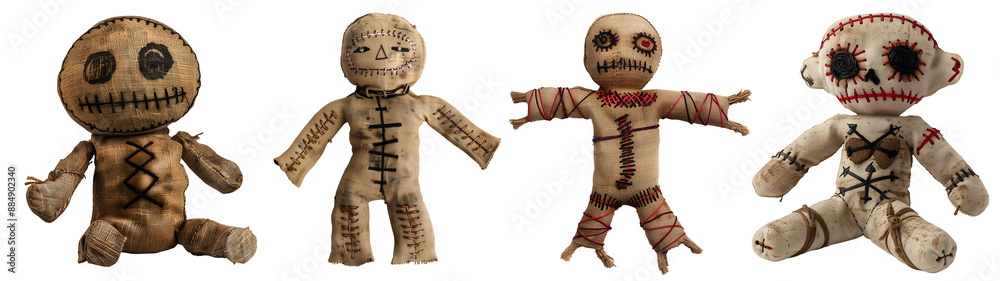 Set collection of vintage scary funny voodoo rag doll puppet on ...