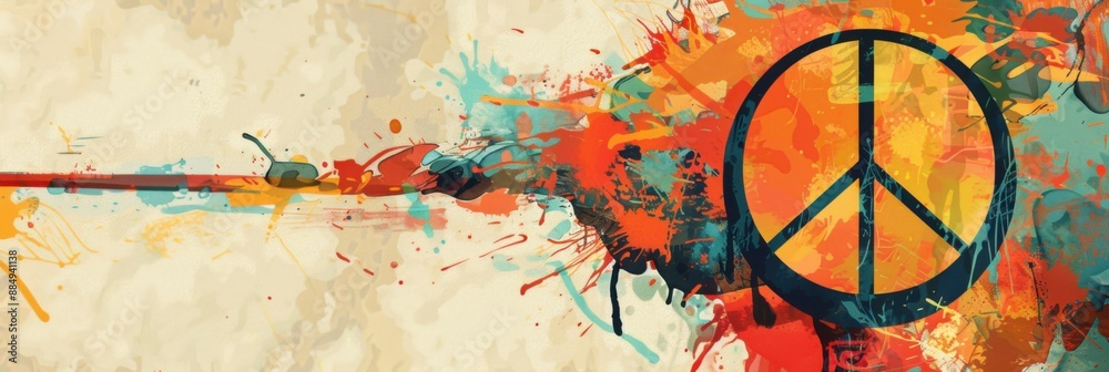 International day of peace. Horizontal banner. Peace symbol on a ...