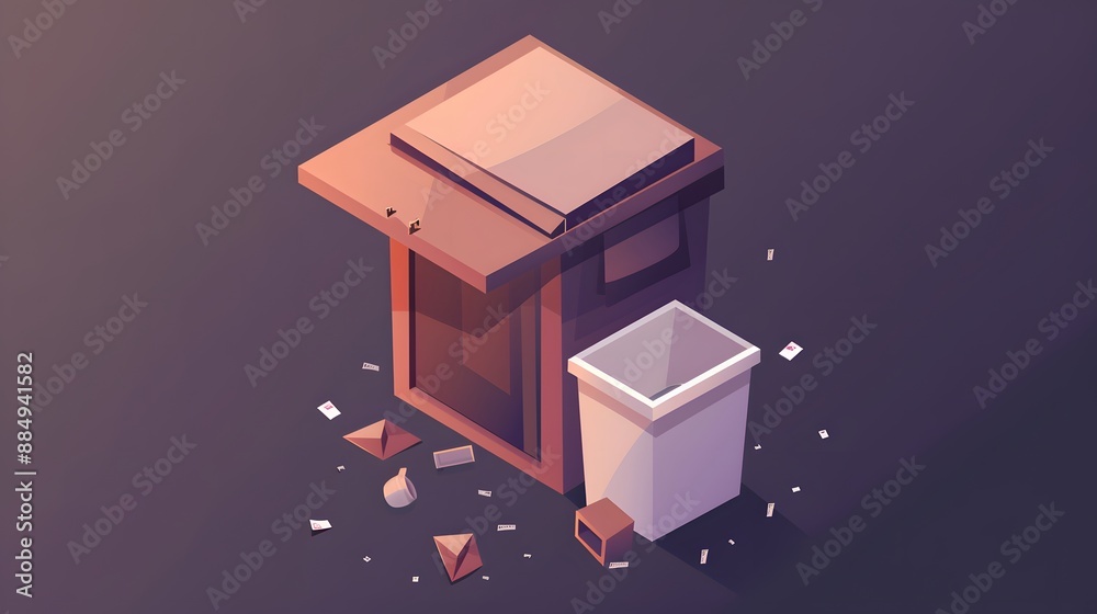 Digital Trash Collection, Iconic representation of a pixelated trash ...