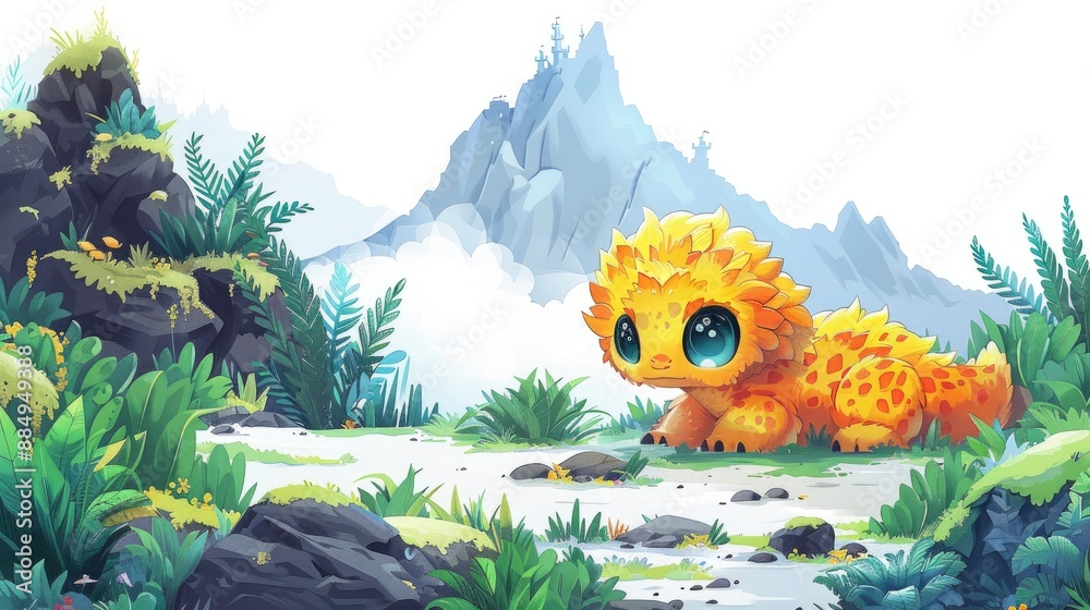 Blank white page with colorful cartoon fairy tale characters around the ...