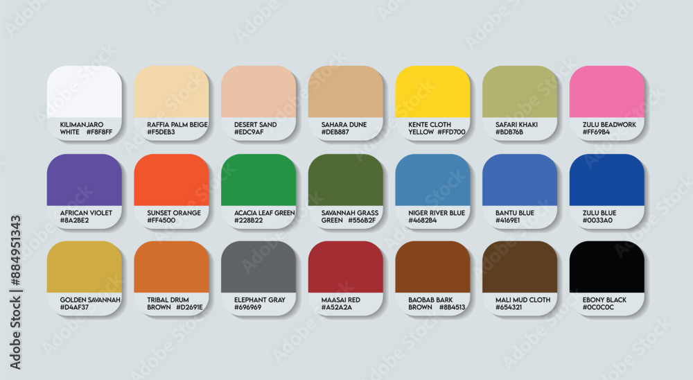 African Color Palette, African Color Guide Palette with Color Names ...