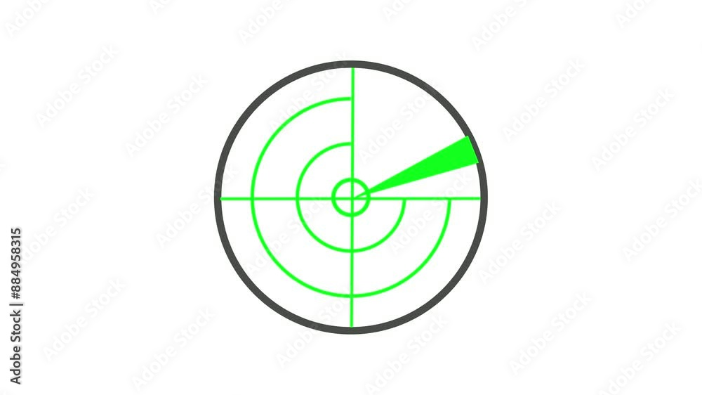green color radar technology animation icon navigation circle radar map ...