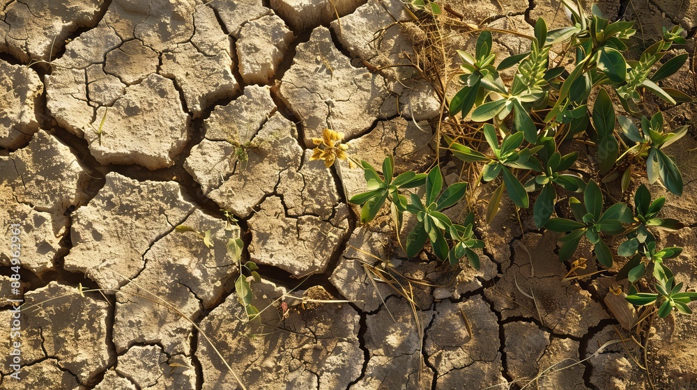 Drought ground and plants. Problems arising from global warming. Earth ...