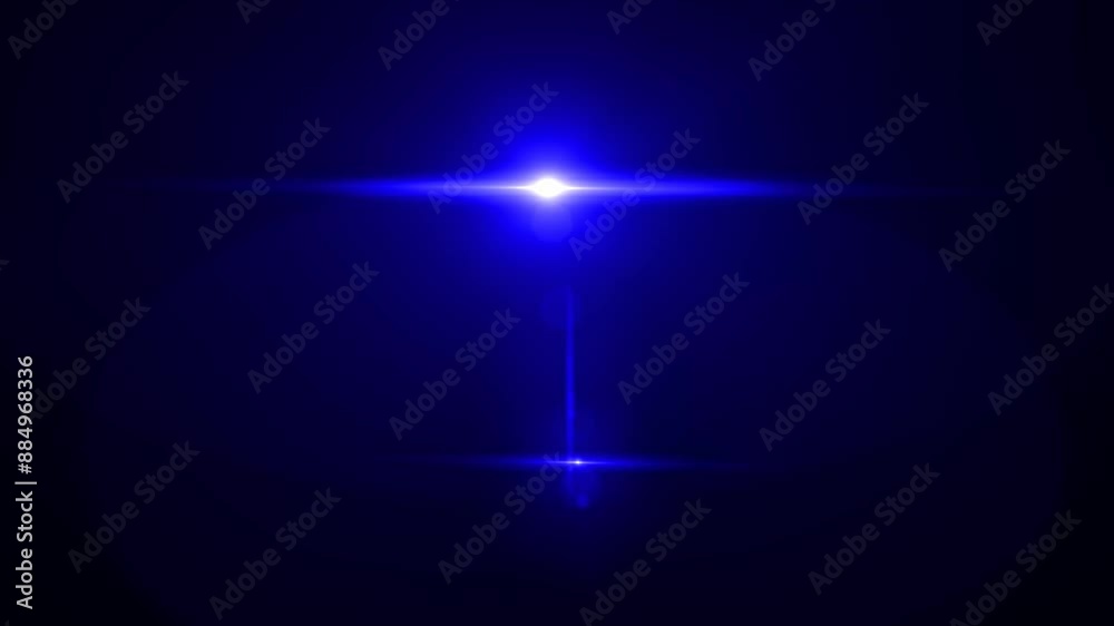 Abstract blue optical lens flares light streaks shine ray moving from ...
