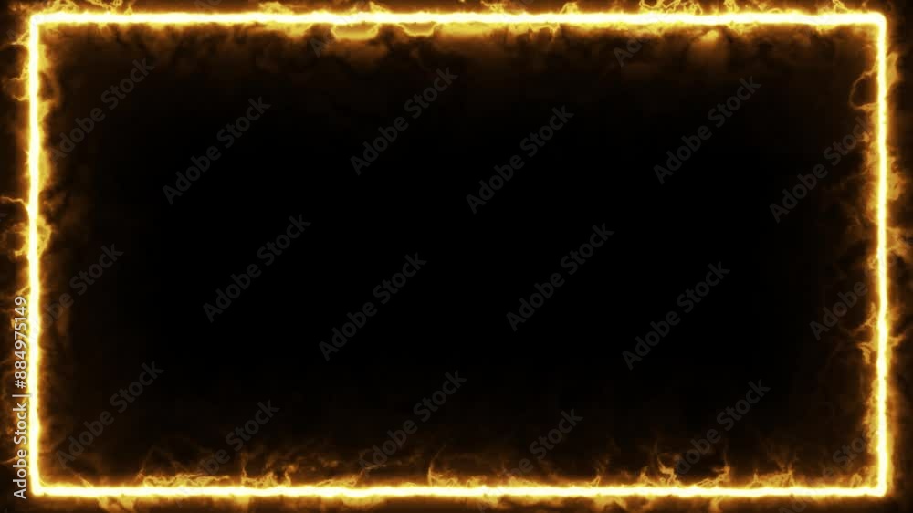 neon border frame, golden glowing border, rectangle, square, frame ...