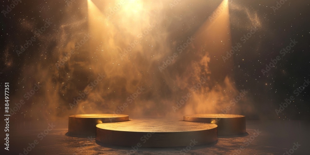 Abstract Golden Podium with Smoke: Luxurious Presentation and Marketing ...