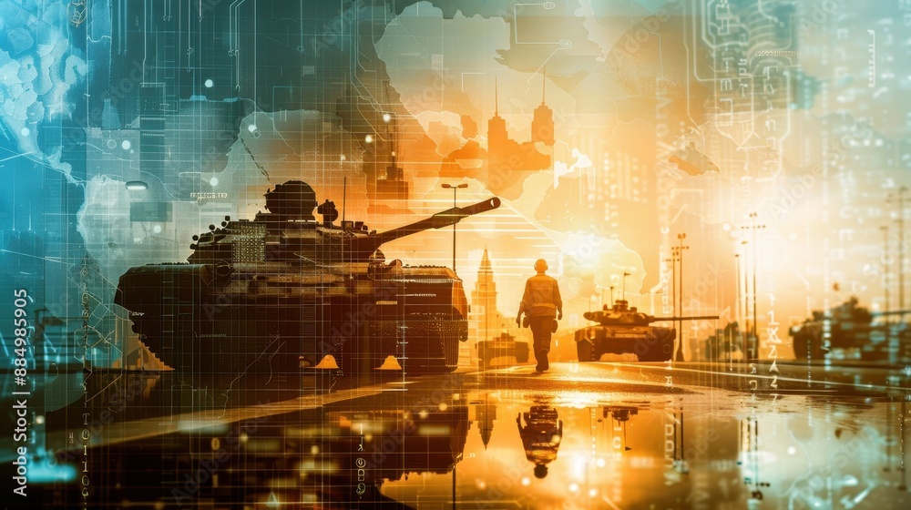 Silhouette of tank, invasion, strategy, impact, consequence, expense ...