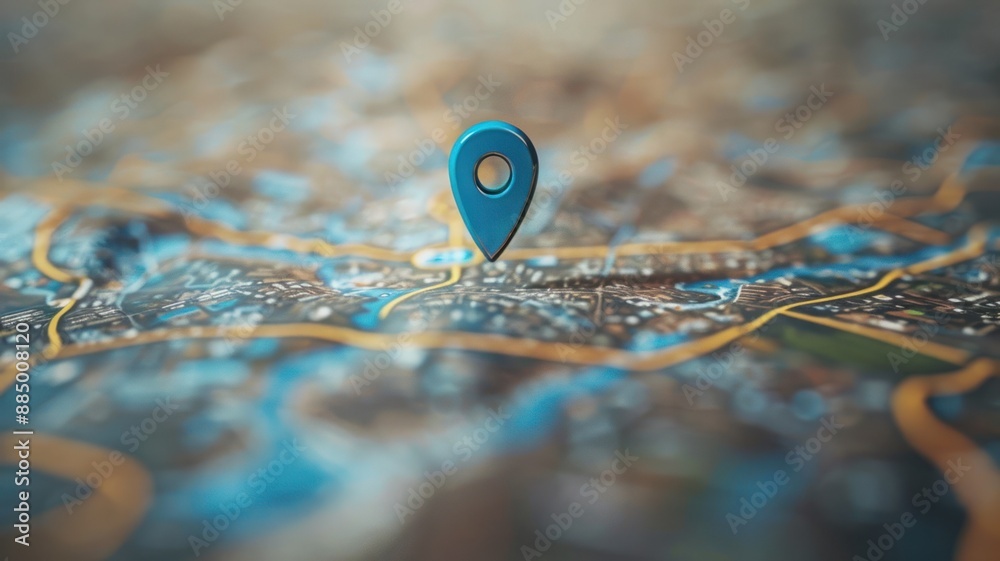 Location pin icon on earth city urban map indicating the location and ...