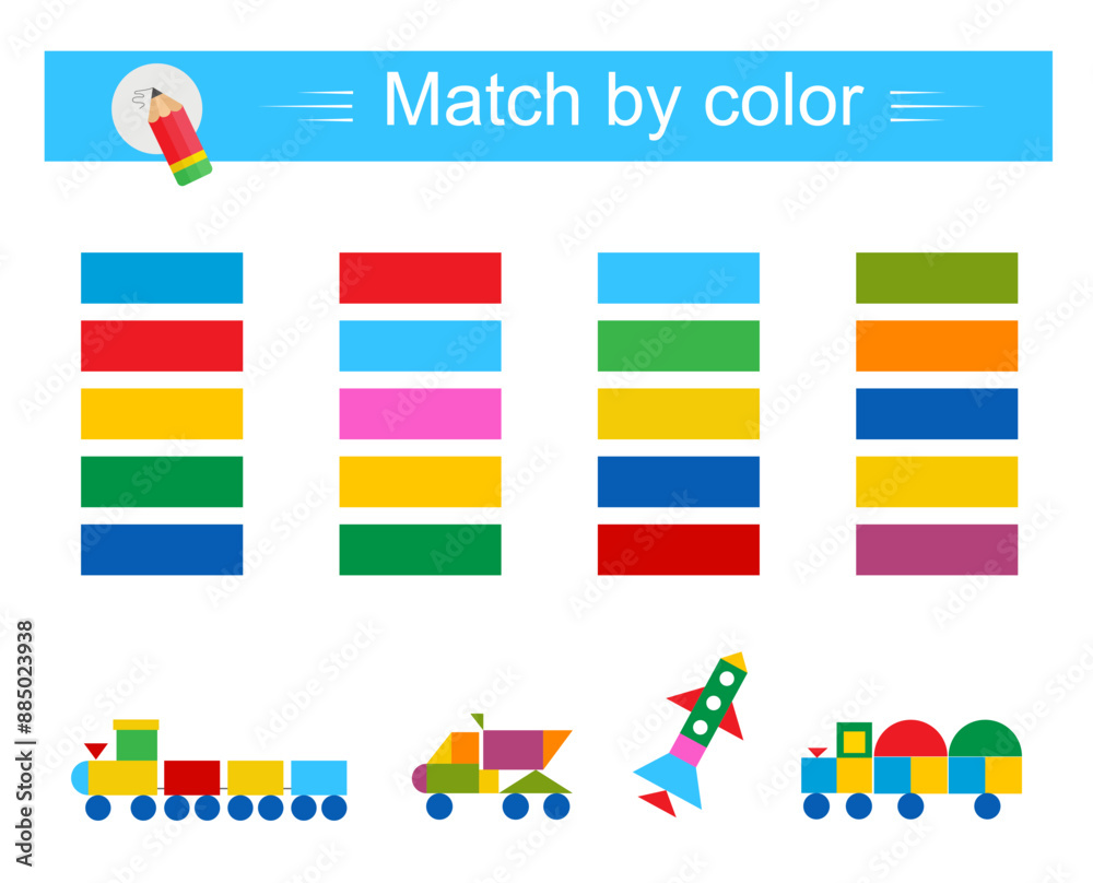 Match by color. Educational game for children. Preschool worksheet ...