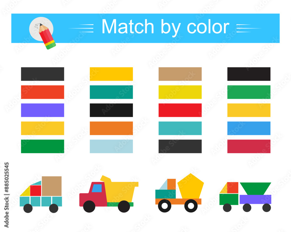Match by color. Educational game for children. Preschool worksheet ...