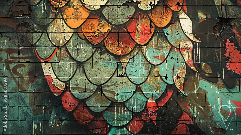 Fish Scale, Graffiti Background, a blend of fish scale textures against ...