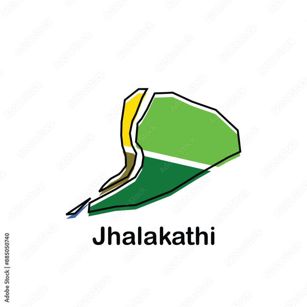 Map City of Jhalakathi, Vector isolated illustration of simplified ...